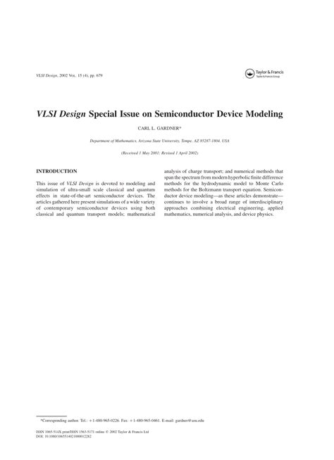 PDF VLSI Design Special Issue On Semiconductor Device Modeling
