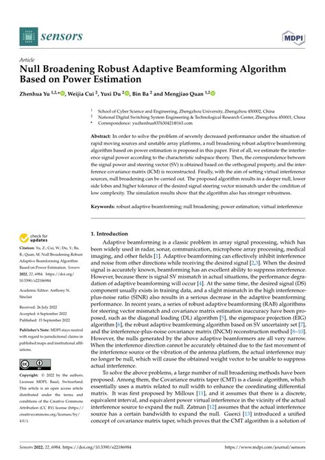 Pdf Null Broadening Robust Adaptive Beamforming Algorithm Based On