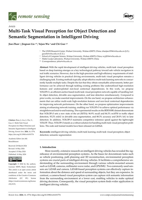 Pdf Multi Task Visual Perception For Object Detection And Semantic