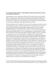 Nano World Docx Do You Agree With This Statement Nanotechnology Can Make Our Life
