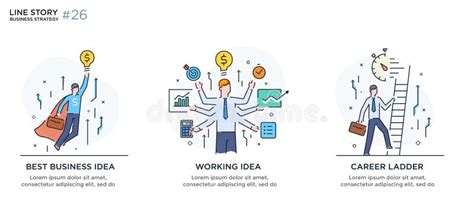 Set Of Illustrations Concept With Business Concept Workflow Growth Graphics Stock Vector