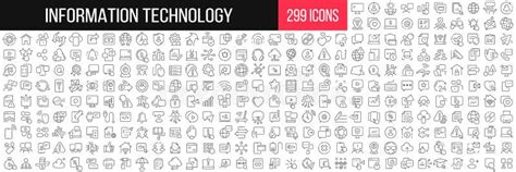 Information Technology Linear Icons Collection Big Set Of 299 Thin