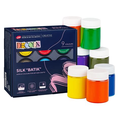 Decola Nevskaya Palitra Silk Paint Set | 9x50ml Batik-Paint Set | Textile/Fabric Paints Washable ...