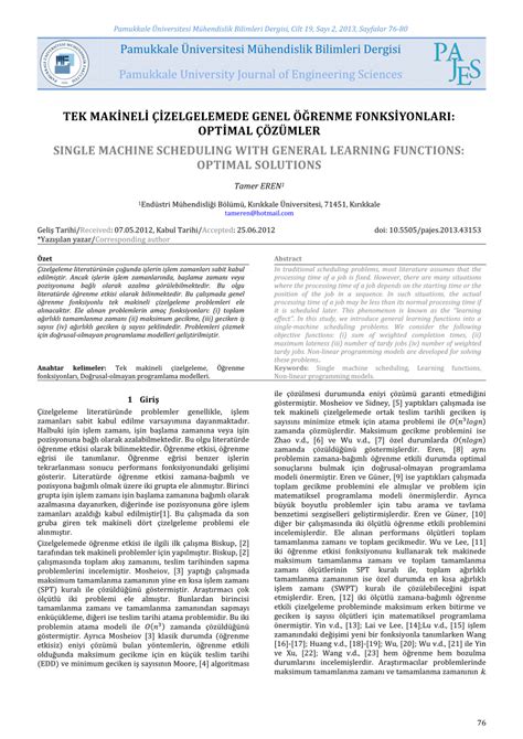 Pdf Single Machine Scheduling With General Learning Functions