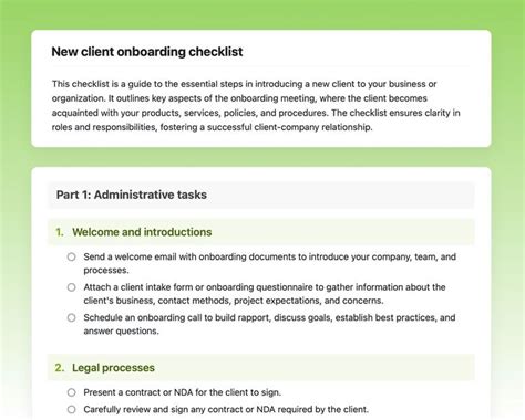 New Client Onboarding Checklist Free Craft Template