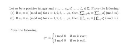 Solved Let M Be A Positive Integer And A1ana1′an′∈z