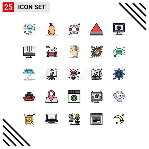 25 universal filled line flat colors set for web and mobile applications optimization engine