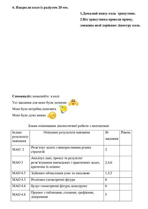 Діагностична робота з математики № 5 3 клас НУШ Інші методичні матеріали Математика