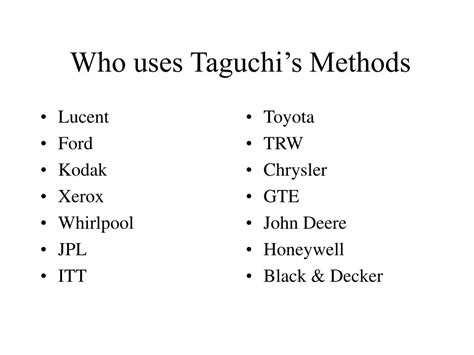 PPT What Is Robust Design Or Taguchis Method PowerPoint Presentation ID