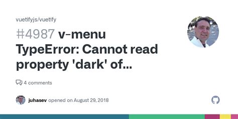 V Menu Typeerror Cannot Read Property Dark Of Undefined · Issue