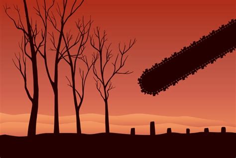 Cartoon Cutting Down Trees Vector Images Over