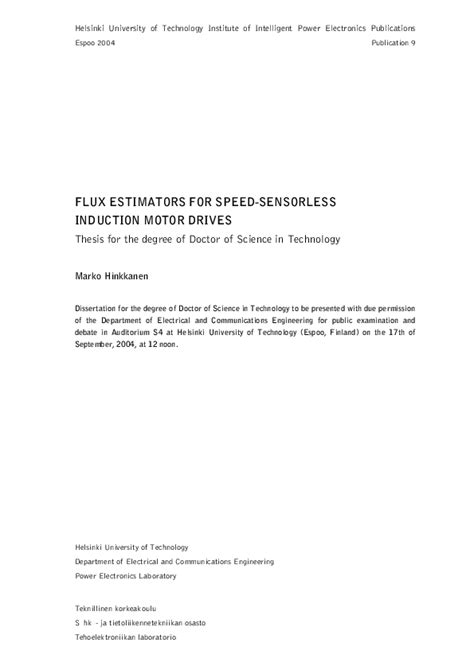 Pdf Flux Estimators For Speed Sensorless Induction Motor Drives
