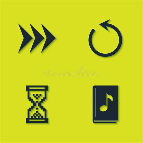 Set Arrow Audio Book Hourglass Pixel And Refresh Icon Vector Stock Vector Illustration Of