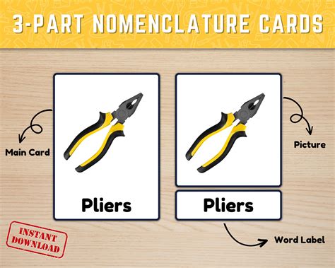 Tools Printable Flashcards Tools Montessori 3 Parts Cards Tools Equipment 56 Flashcards
