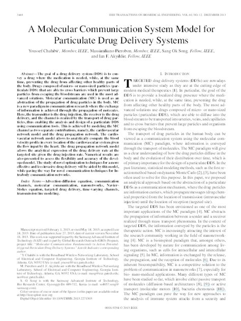 Pdf A Molecular Communication System Model For Particulate Drug