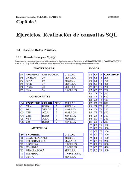 Ejercicios Consultas Sql Unidad Didactica 4 Parte 3 Pdf Sql Base De Datos Relacional