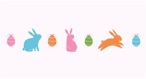 화려한 토끼와 부활절 달걀이 특징인 매끄러운 테두리 디자인에는 다양한 포즈의 토끼와 파스텔 톤의 밝은 달걀이 포함되어 균형 잡히고 장난기 넘치는 패턴을 만듭니다 0명에 대한