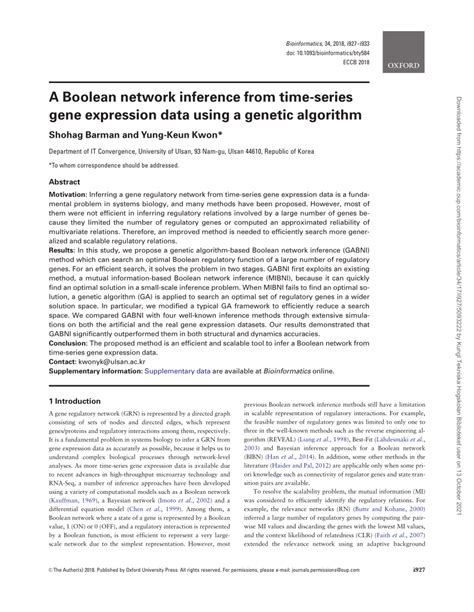 pdf a boolean network inference from time series gene expression data