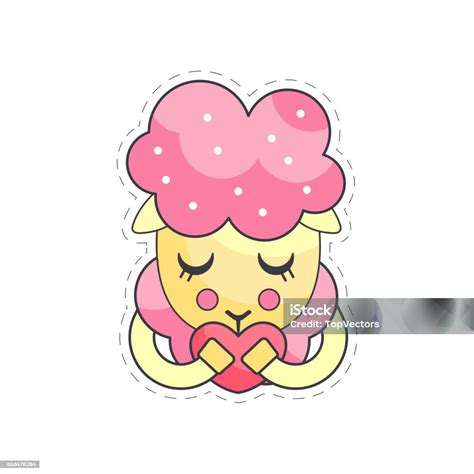 마음과 눈 감고 화려한 천으로 패치 아름 다운 재미 있는 양 아플 리 케 장식 키즈 의류 만화 벡터 일러스트 레이 션 귀여운에 대한 스톡 벡터 아트 및 기타 이미지 Istock