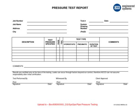 Pressure Test Report Rev 03 Pdf