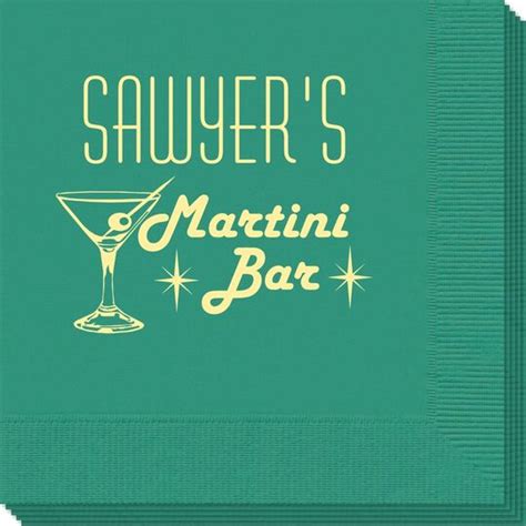 Personalized Retro Martini Bar Napkins