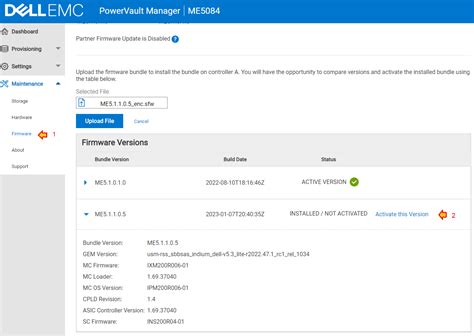 powervault me5 how to upgrade from controller firmware version me5 1 0