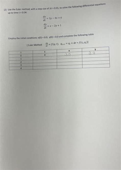 [solved] 2 use the euler method with a step size of at