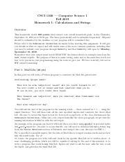 Hw Pdf CSCI Computer Science Fall Homework Calculations And Strings