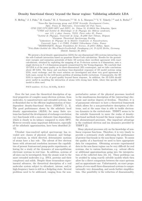 Pdf Density Functional Theory Beyond The Linear Regime Validating Adiabatic Lda