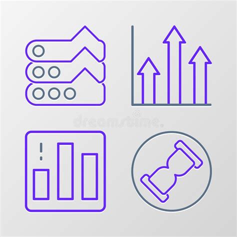 Set Line Old Hourglass With Sand Pie Chart Infographic And Graph Chart Diagram Icon Vector