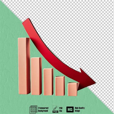 Premium Psd Decreasing Chart With Red Arrow Symbol Isolated On Transpatent Background