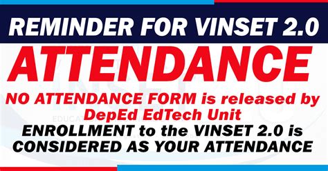 Reminder For Attendance Vinset 20 Reminder And Instruction From