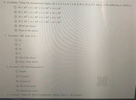 Solved 6 5 Points Using The Hexadecimal Digits