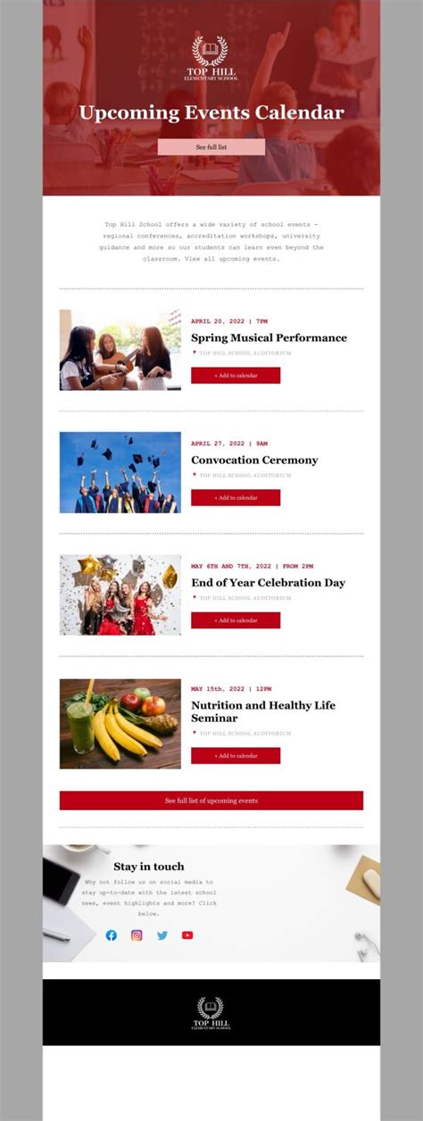 Event Schedule Email Template Upcoming Events For Schools Postermywall
