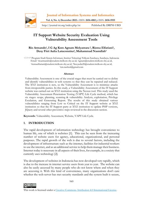 Pdf It Support Website Security Evaluation Using Vulnerability Assessment Tools