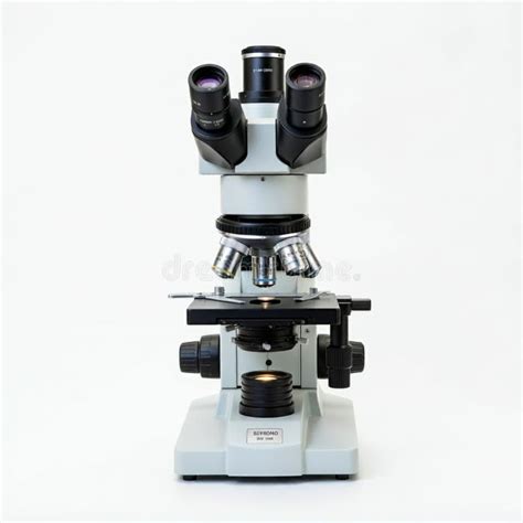 A Laboratory Microscope Featuring Multiple Objectives And Dual Eyepieces On A Stock Illustration