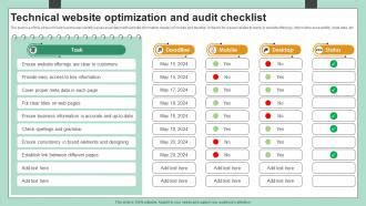 Technical Website Optimization And Audit Checklist Ppt Powerpoint PPT