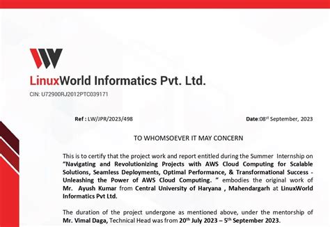 Ayush K On Linkedin Connections Vimaldaga Aws Summerinternship2023 Linuxworld