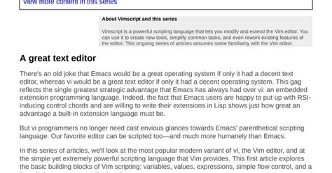 Scripting The Vim Editor By Damian Conway All 5 Parts In One Pdf