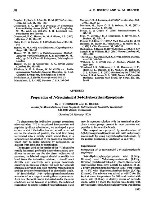 Appendix Preparation Of N Succinimidyl 3 4 Hydroxyphenyl Propionate Pmc