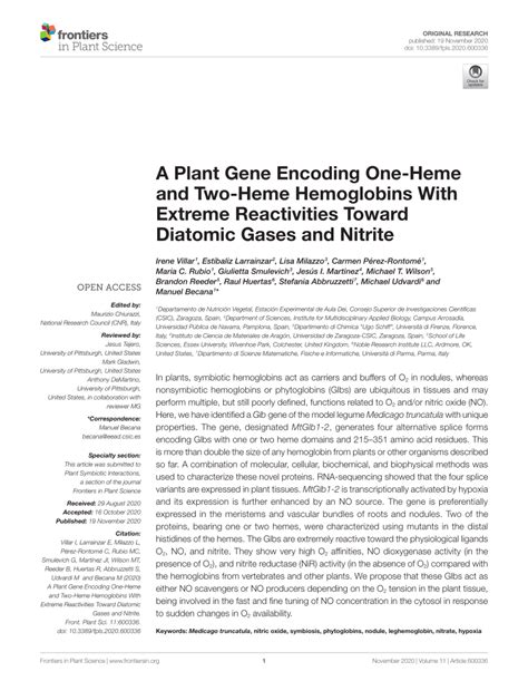 Pdf A Plant Gene Encoding One Heme And Two Heme Hemoglobins With Extreme Reactivities Toward
