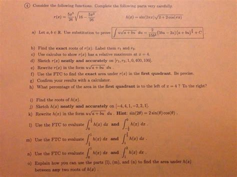 Solved Consider The Following Functions Complete The