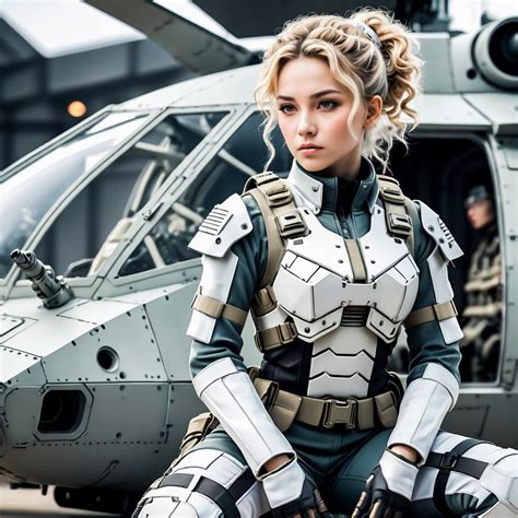 Determined Woman In Futuristic Tactical Armor Swap Face