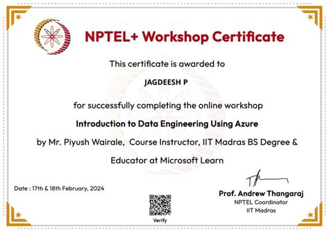 jagdeesh p on linkedin azure dataengineering nptel