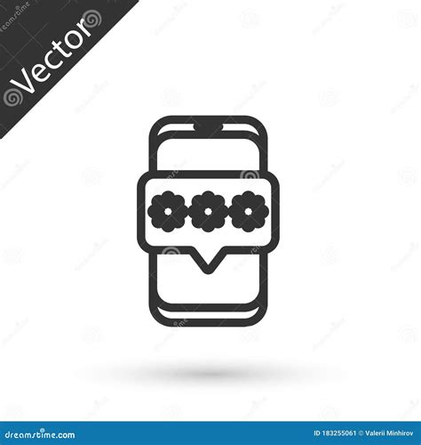 Grey Line Mobile And Password Protection Icon Isolated On White Background Security Safety