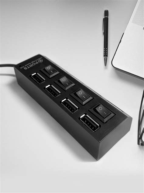 Pc Ports Led Usb Hub Splitter With Individual Switch Usb Adapter Hub Multi Port Socket
