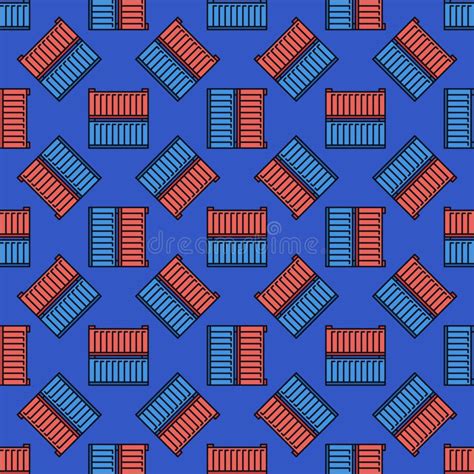 Red And Blue Shipping Containers Vector Delivery Creative Seamless