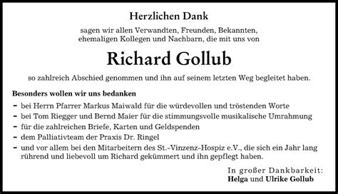 Traueranzeigen Von Richard Gollub Augsburger Allgemeine Zeitung