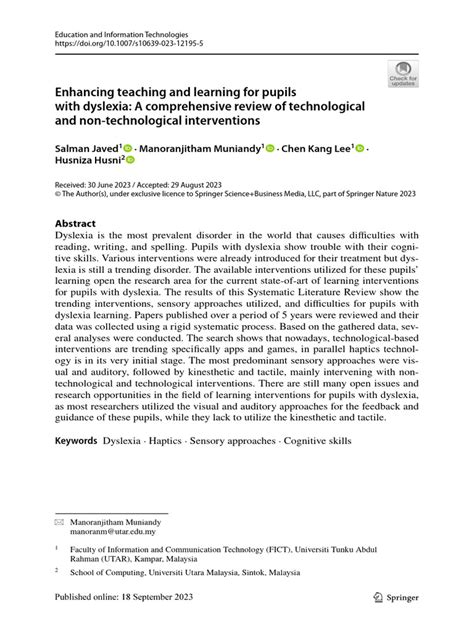 Enhancing Teaching And Learning For Pupils With Dyslexia Pdf Dyslexia Perception