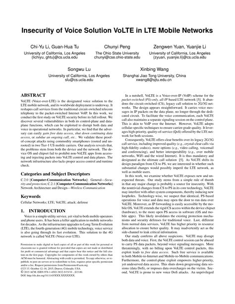Insecurity Of Voice Solution Volte In Lte Mobile Networks Docslib